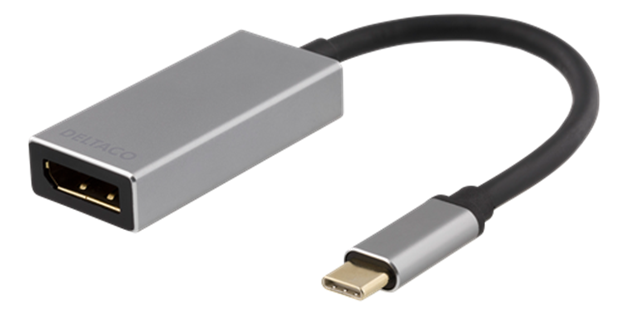 USB Type C til DisplayPort hun adapter, 10cm, 4K, grå - PROconsult